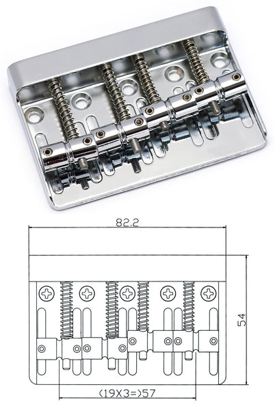 4-string Bass guitar bridge chrome – Thundercloud Music Store